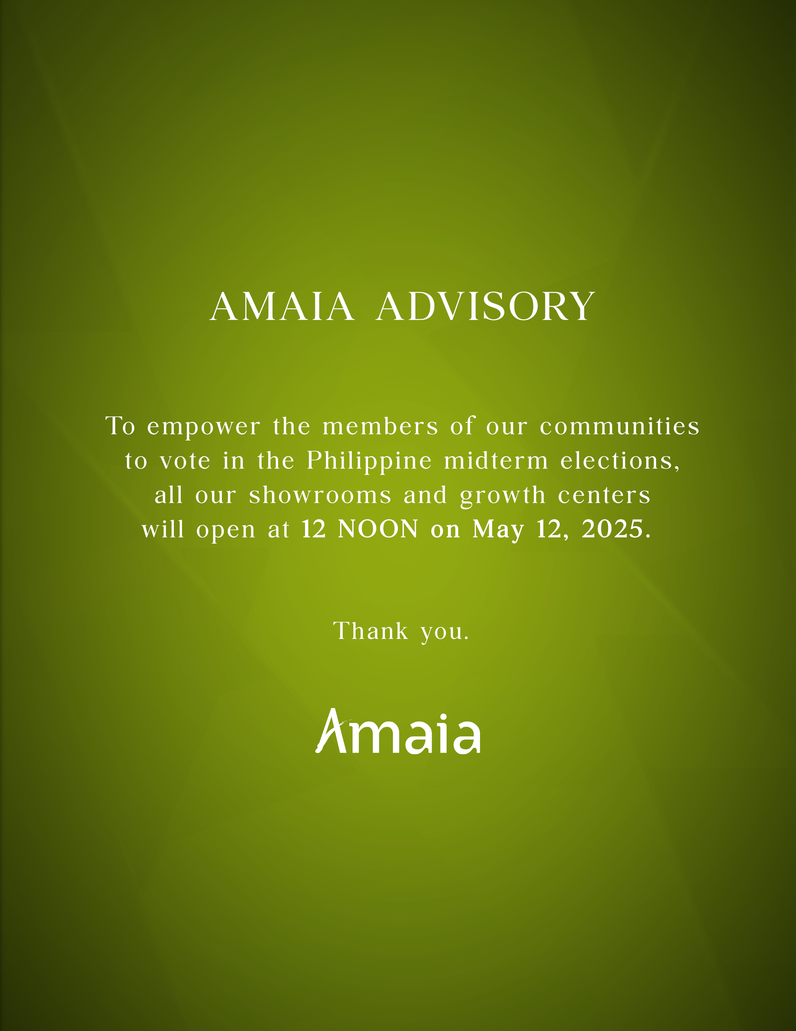 May 12 National Elections Advisory 2025